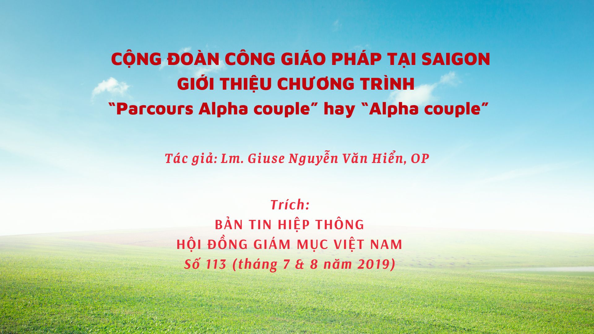 CỘNG ĐOÀN CÔNG GIÁO PHÁP TẠI SAIGON: GIỚI THIỆU CHƯƠNG TRÌNH “PARCOURS ...